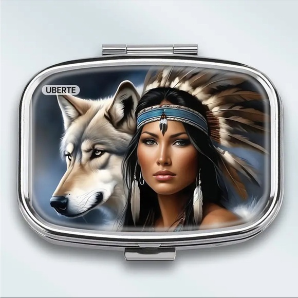 Indian Terrain | Accessories | Native American And Wolf Design Pill ...